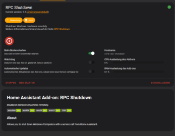 Windows 10 / 11 mit Home Assistant und dem RPC-Addon herunterfahren ...